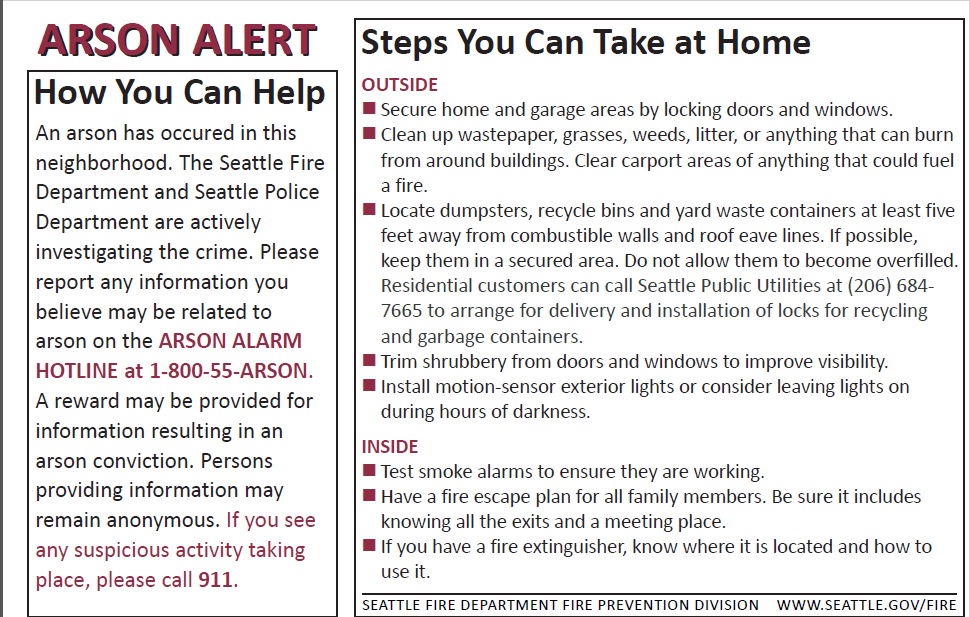 (Update x2) Police Seek Person of Interest In West Seattle Arsons - SPD ...